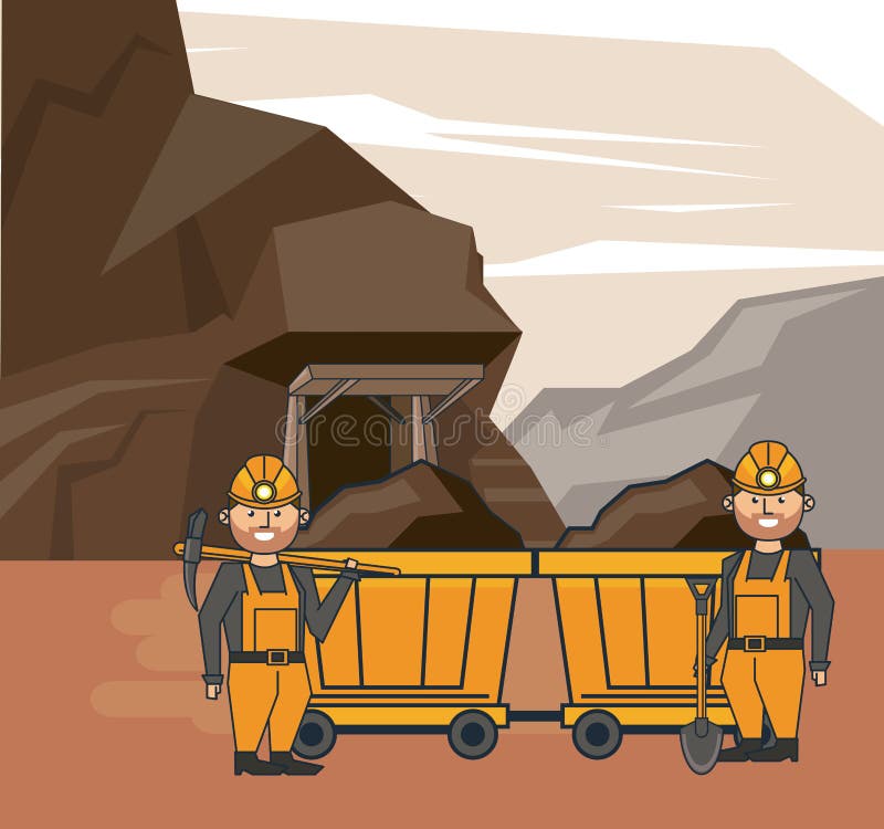 Mining workers cartoons stock vector. Illustration of industrial ...