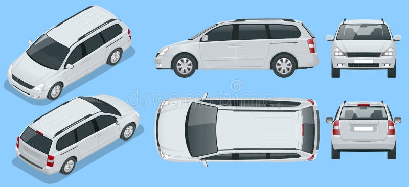 Minivan Car Vector Template on White Background. Compact Crossover, SUV ...