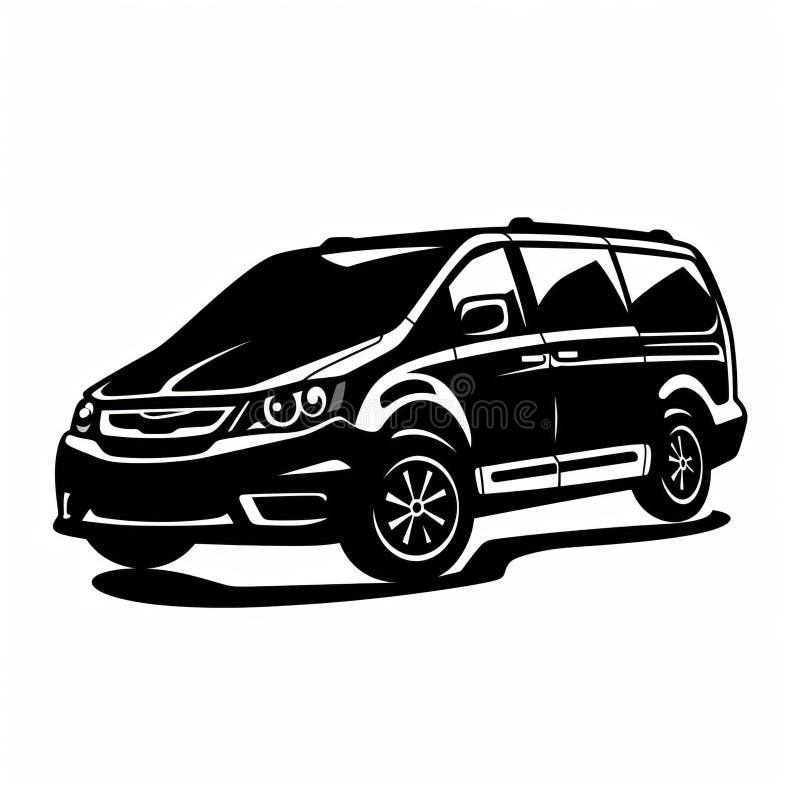 Minivan Illustration in Stencil-based Vector Graphic Style Stock ...