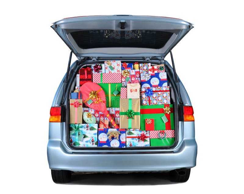 Minivan Full of Christmas Presents Stock Photo - Image of boot, trunk ...