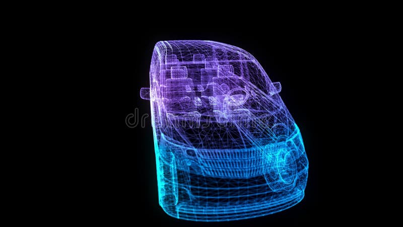 Minivan. Wireframe Triangle Formation of 3d Model Car Stock Footage ...