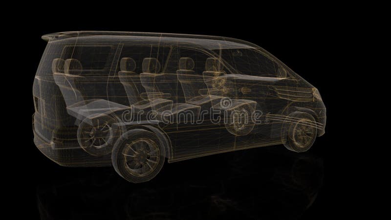 Minivan. Wireframe Triangle Formation of 3d Model Car Stock Footage ...