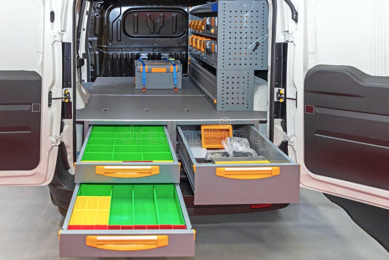 Mobile Workshop Mini Van stock image. Image of trunk - 196884261