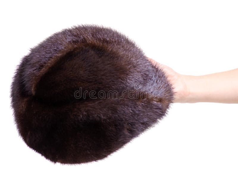 Mink fur hat in hand stock image. Image of female, beautiful - 126813241