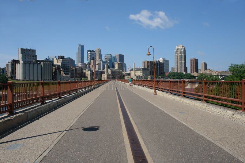 Minneapolis Skyline and Walkway. Stock Photo - Image of united ...
