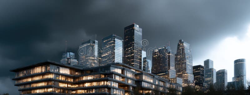 Minneapolis Skyline Glows at Night with Building Lights Reflected in ...