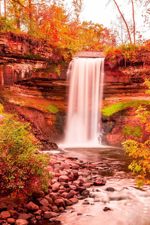Minnehaha Falls stock image. Image of flow, landscapes - 89346527