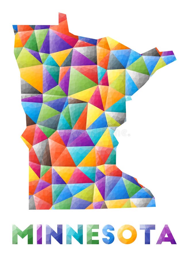 Minnesota - Colorful Low Poly Us State Shape. Stock Vector ...