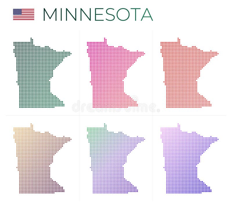 Minnesota dotted map set. stock vector. Illustration of north - 228623795