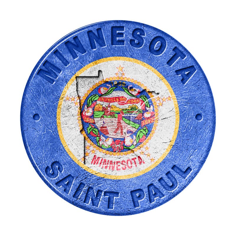 Minnesota Flag Button with Map Stock Illustration - Illustration of ...