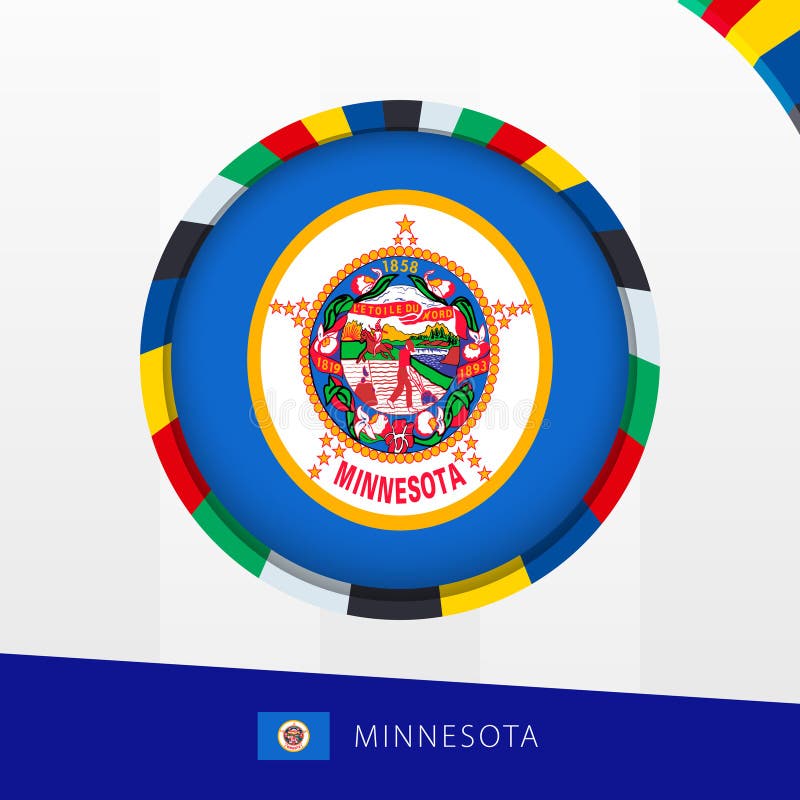 Minnesota Flag with Colorful Circle Border Stock Vector - Illustration ...