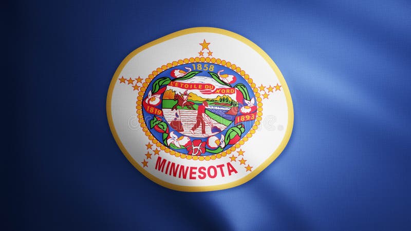 Minnesota Flag with Fabric Texture that Moves in the Wind. Smooth ...