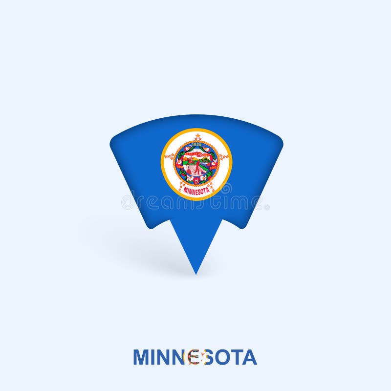 Minnesota Flag Map Pointer Design with Shadow Stock Illustration ...