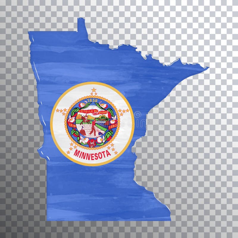 Map of Minnesota with flag stock illustration. Illustration of star ...