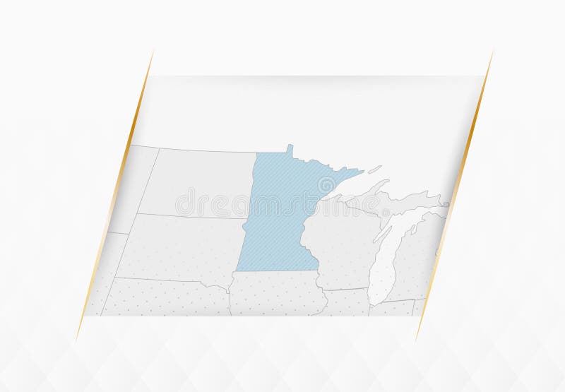 Minnesota Map in Blue with Gold Framed Accents. Modern Vector Map of ...