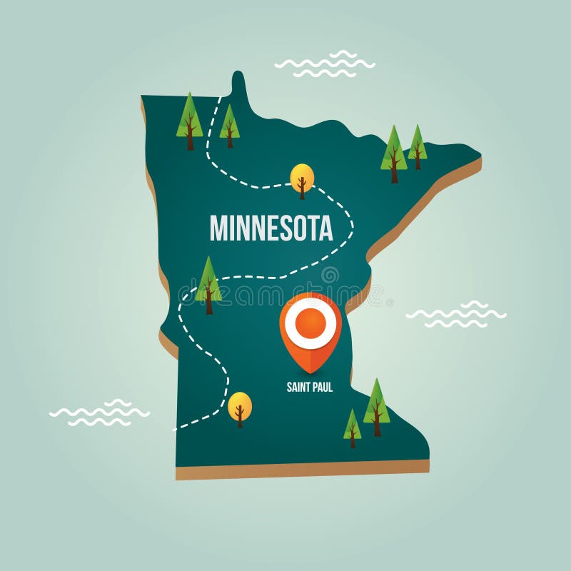Minnesota Map with Capital City. Vector Illustration Decorative Design ...