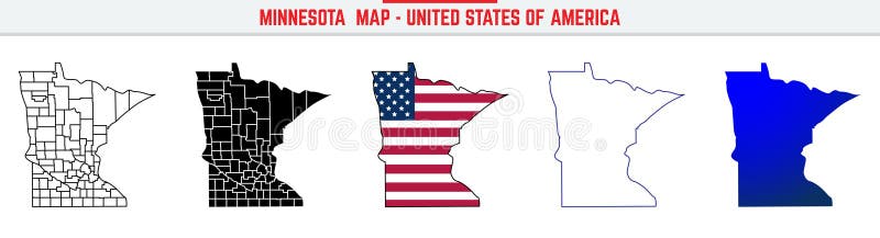 Minnesota Map with Editable Stroke Icon Stock Illustration ...