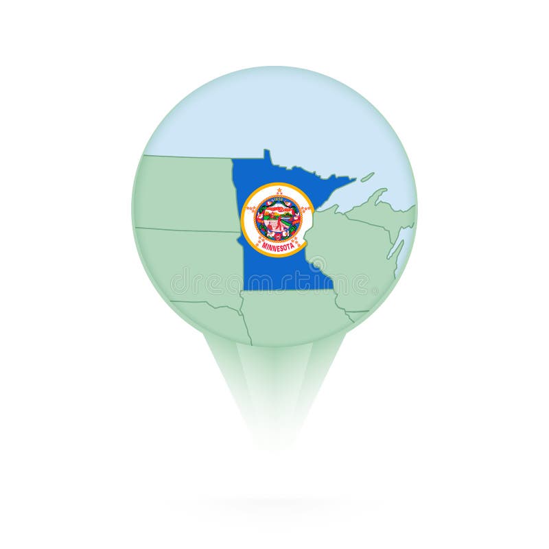 Minnesota Map, Stylish Location Icon with Minnesota Map and Flag Stock ...