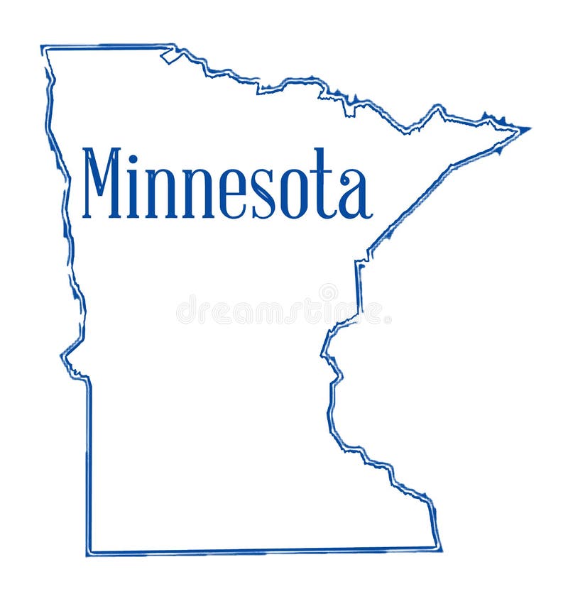 Minnesota Outline Map State Shape USA America Borders Stock Vector ...