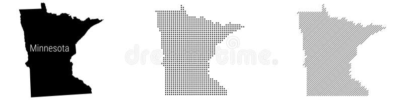 Minnesota Silhouette Map and Two Patterns of Dots and Slanted Lines ...
