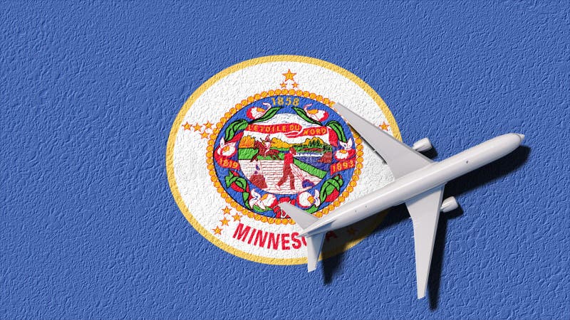 Minnesota State Flag and Airplane Fly. Flight and Travel 3D ...