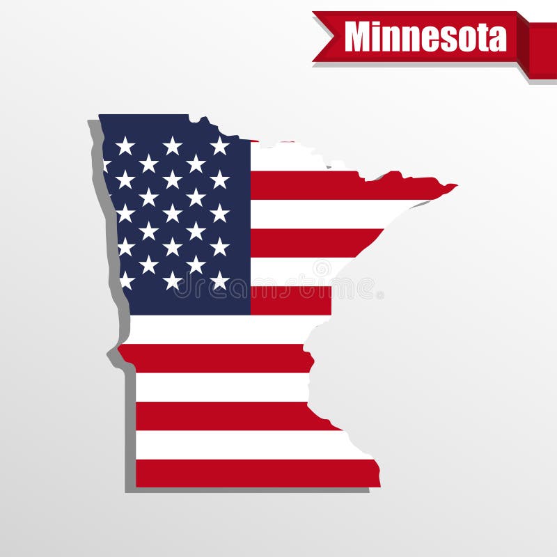 Minnesota State Map with US Flag Inside and Ribbon Stock Illustration ...