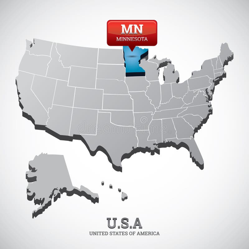 Minnesota State on the Map of Usa. Vector Illustration Decorative ...