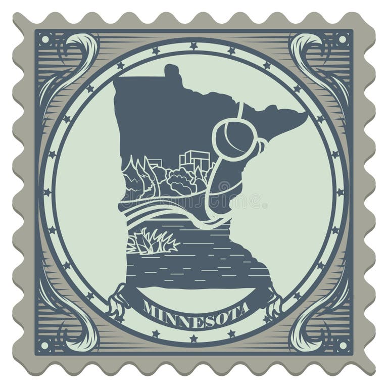 Minnesota State Postage Stamp. Vector Illustration Decorative Design ...