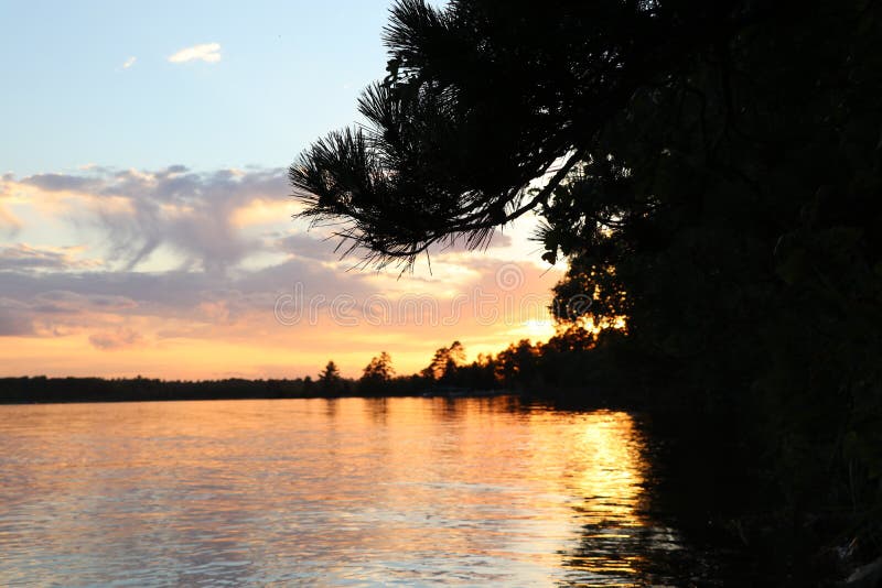 Minnesota Sunset on Loon Lake Stock Image - Image of jack, reflected ...