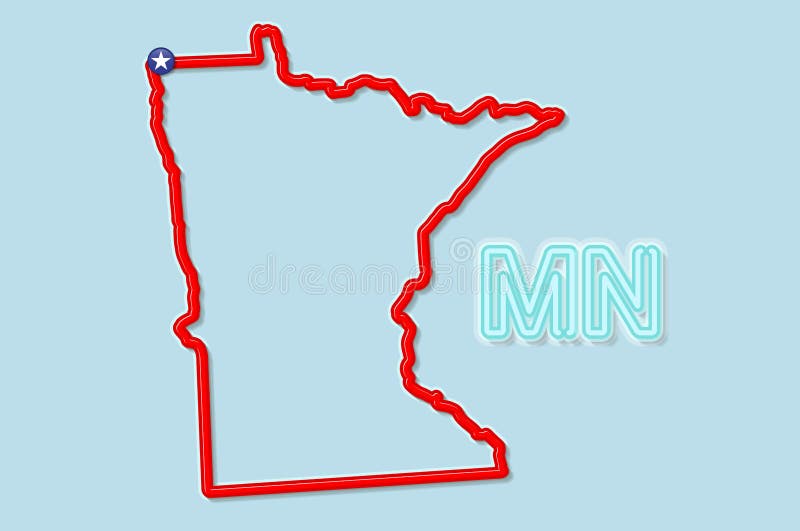 Minnesota US State Bold Outline Map. Vector Illustration Stock Vector ...