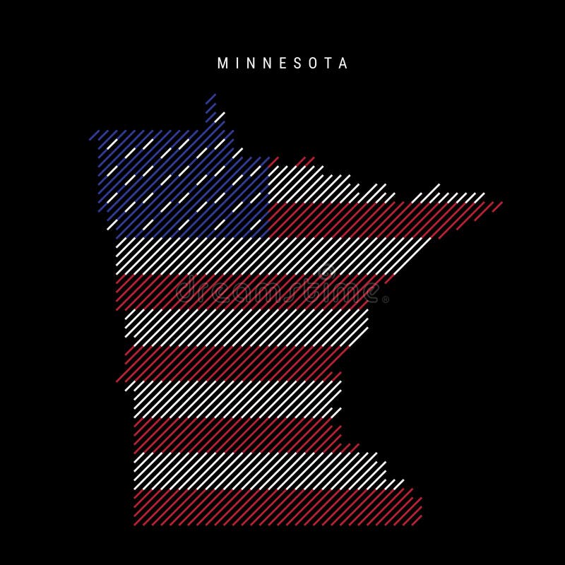 Minnesota US State Hatched Silhouette Map of Slanted Lines Pattern ...