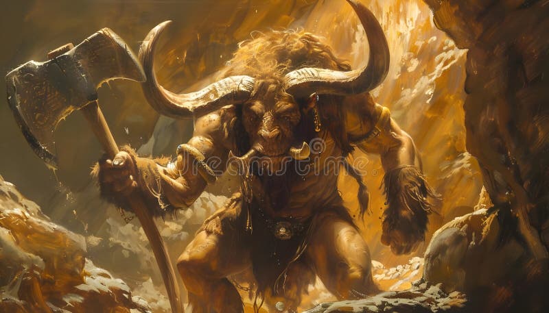 Minotaur with axe stock illustration. Illustration of illustartion ...