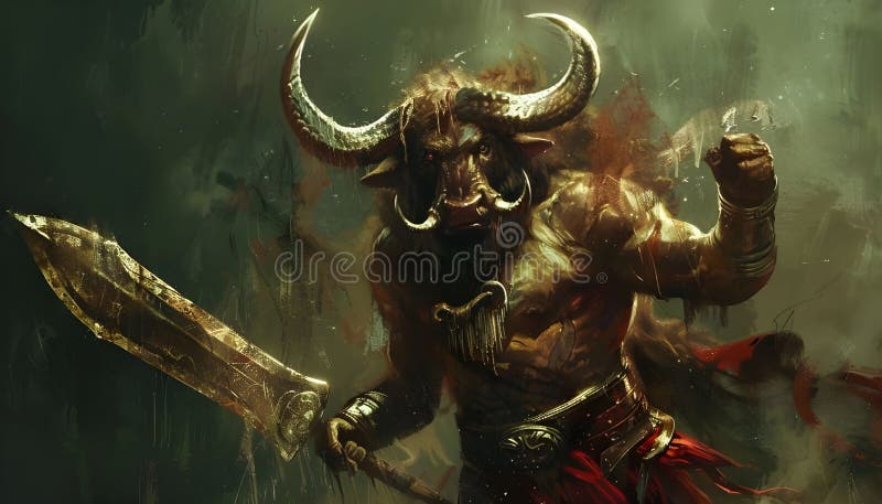Minotaur from Greek legend stock illustration. Illustration of ...