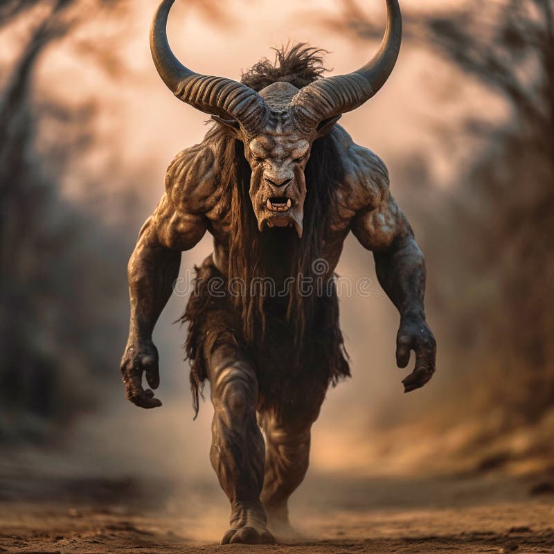 Minotaur Head and Tail of a Bull and Human Body, Generative AI Stock ...
