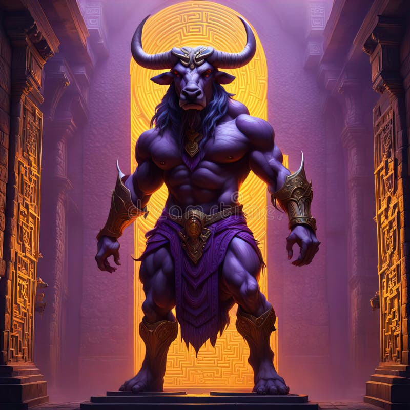 Minotaur the Mythical Maze Guardian Stock Illustration - Illustration ...