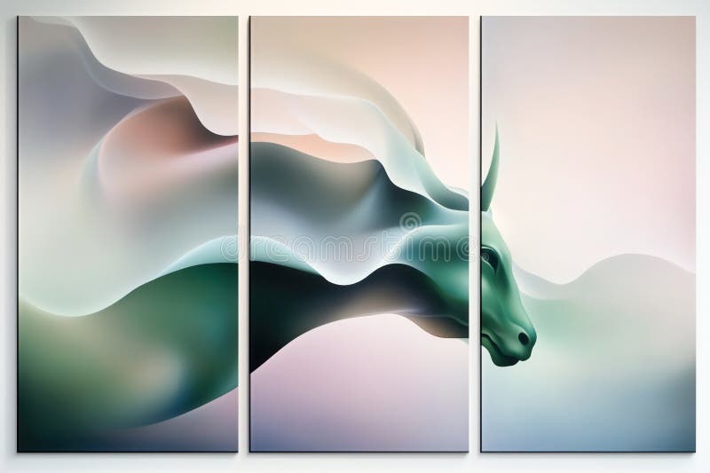 Minotaur Mythology Bull Triptych Art Background Stock Illustration ...