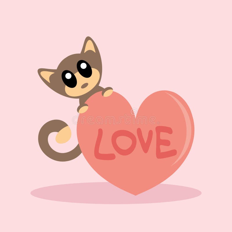 Chat purple coeur chaton illustration stock. Illustration du coeur ...