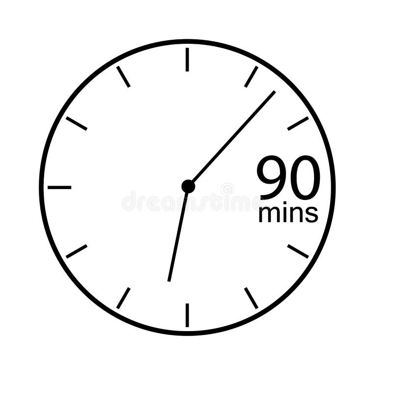 90 Mins Countdown Timer Icon on White Background. Stopwatch Symbol ...