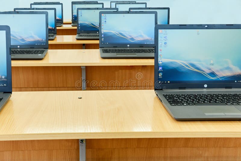 Row of Laptops stock photo. Image of conference, table - 1943916