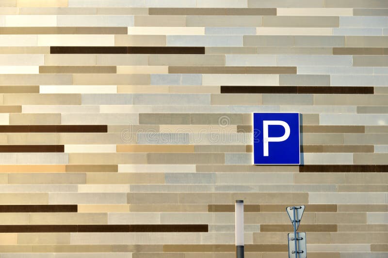 Parking Sign on the Wall with Graphic Pattern Stock Photo - Image of ...