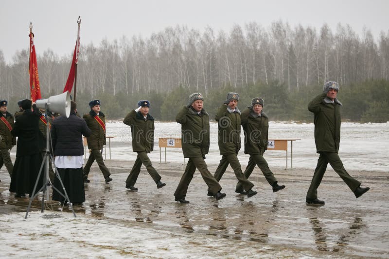 Minsk, Belarus - December 16, 2017: Solemn Parade of Troops Taking the ...