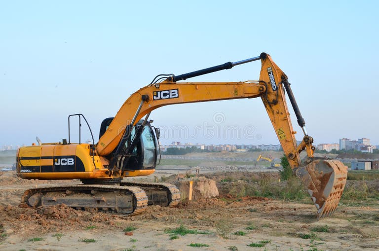 Excavator JCB JS 220 SC in a Working at Construction Site Editorial ...