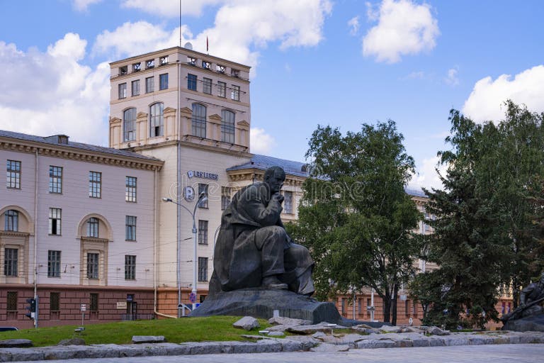 Minsk, Belarus-July 23, 2024: the Statue Yakub Kolas on Yakub Kolas ...