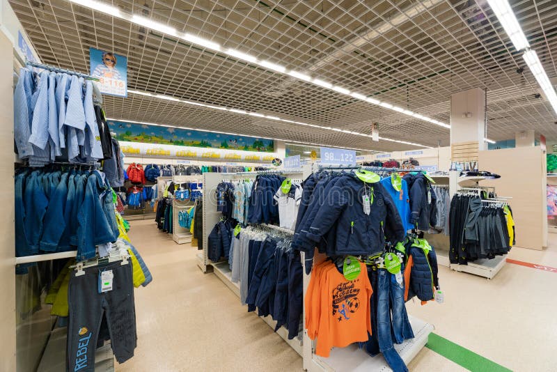 Minsk, Belarus - March 26, 2018: Interior of Clothes Section in the ...