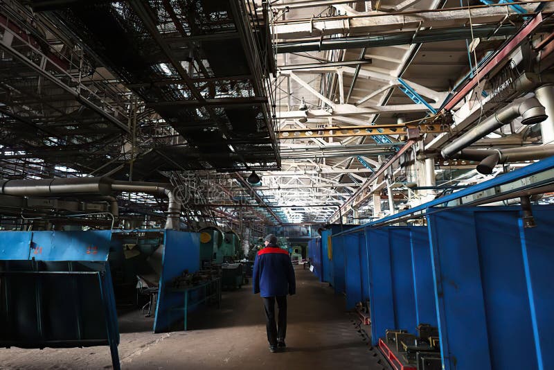 Man Walk Along the Workshop at the Factory Editorial Stock Photo ...