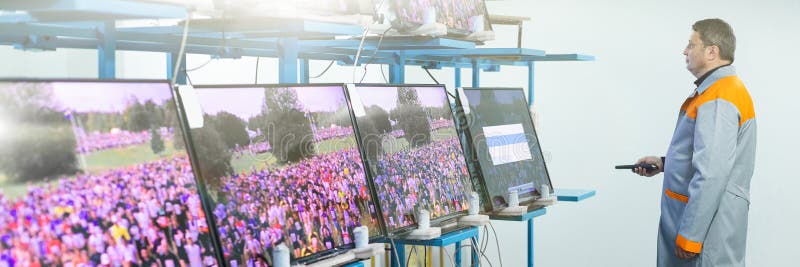 Minsk, Belarus - May 08, 2018: Workshop for Assembring Televisions ...