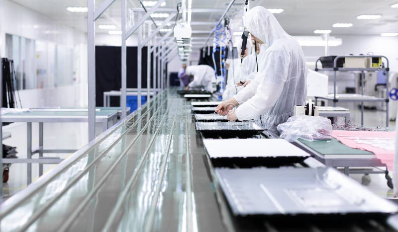 Minsk, Belarus - May 08, 2018: Workshop for Assembring Televisions ...