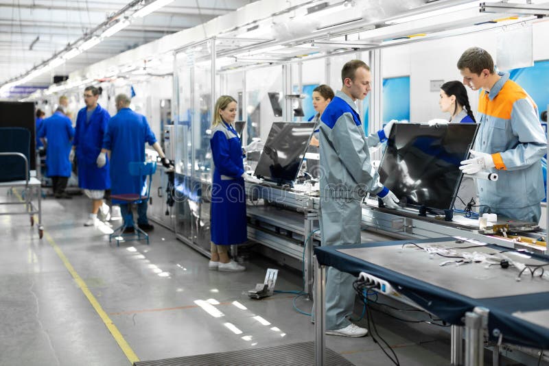 Production of Television Sets Stock Image - Image of laborer, shop ...