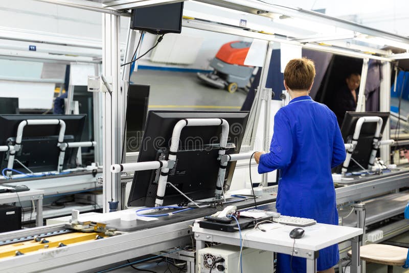 Minsk, Belarus - May 08, 2018: Workshop for Assembring Televisions ...