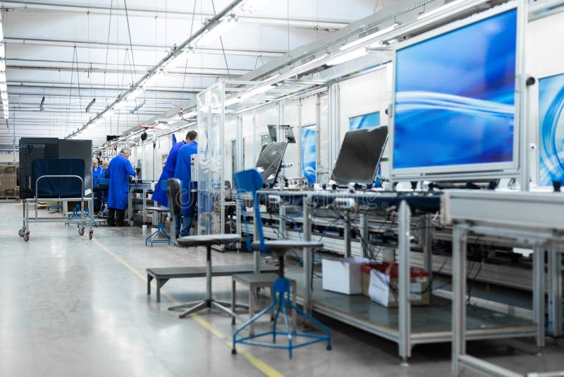Minsk, Belarus - May 08, 2018: Workshop for Assembring Televisions ...